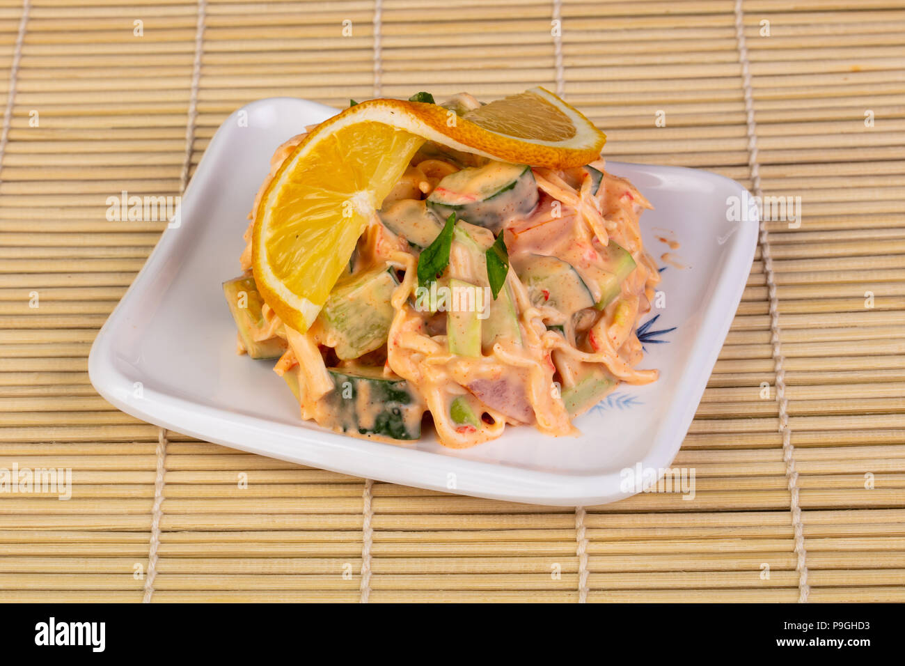 Delicious Kani Sarada salad with vegetables and seafood Stock Photo - Alamy