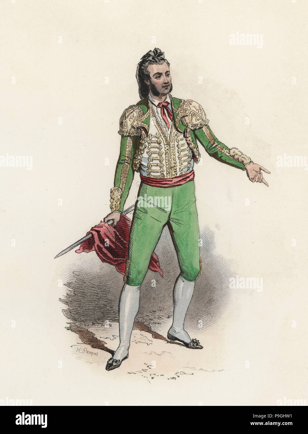 Torero (Bullfighter), color engraving 1870 Stock Photo - Alamy