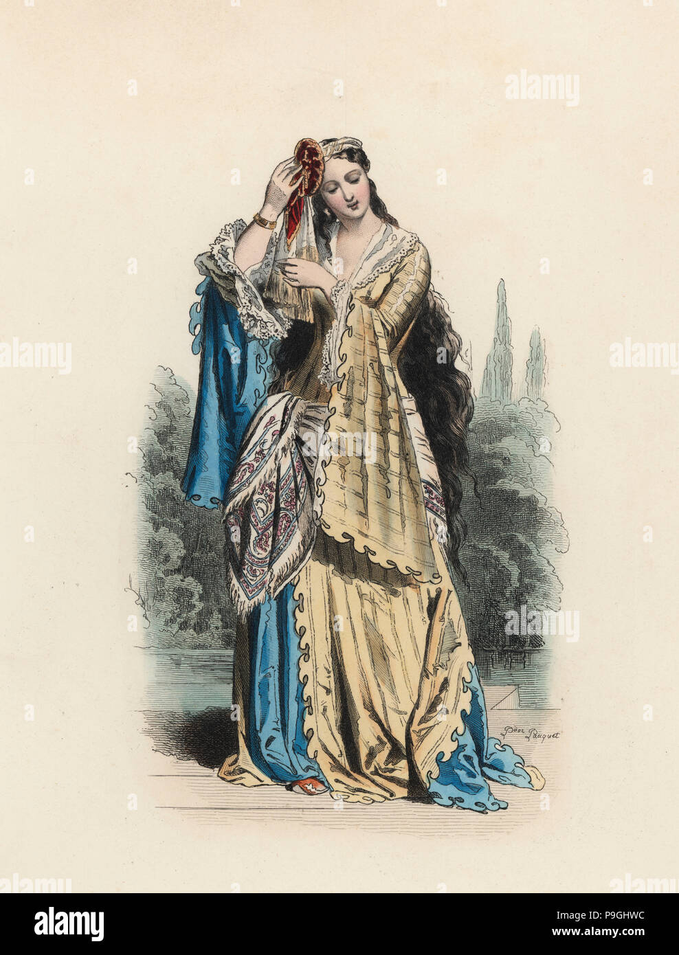 Greek Princess, color engraving 1870 Stock Photo - Alamy