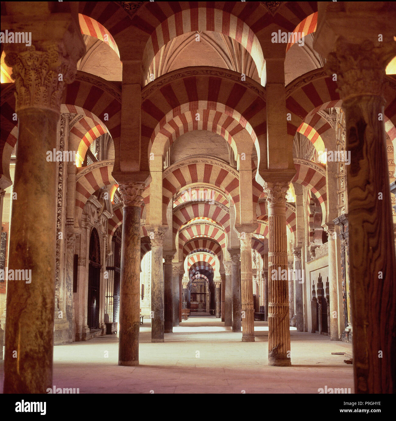 Interior view with columns of marble, jasper and granite in the Mosque ...