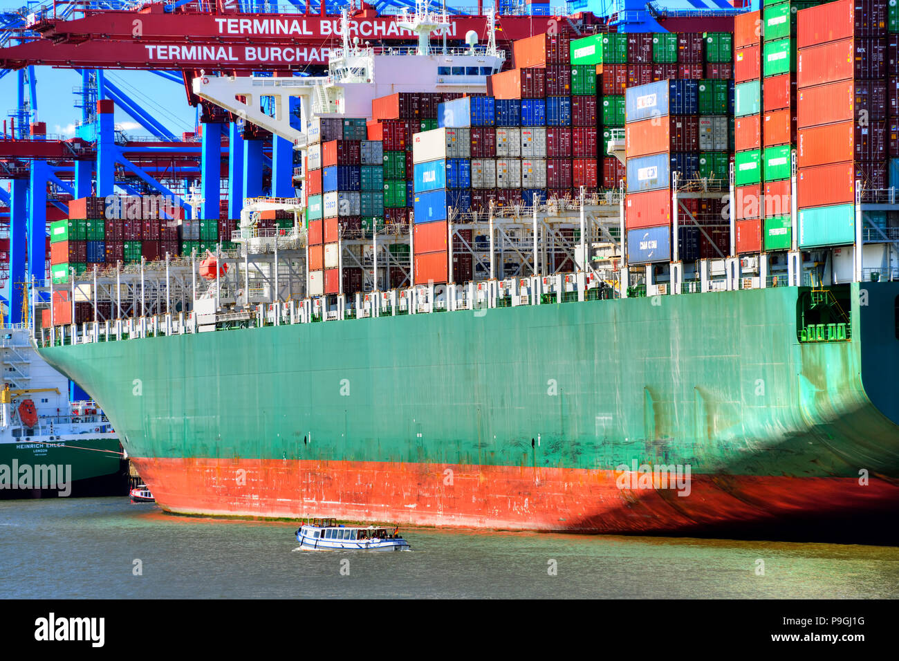 Container ship in the Port of Hamburg, Germany, Europe Stock Photo - Alamy