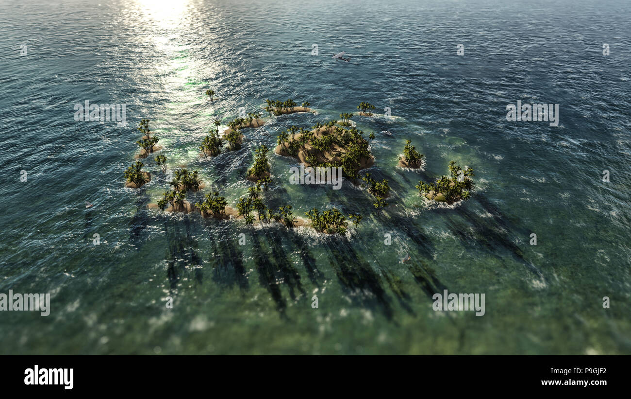 beautiful tropical island top view 3d illustration Stock Photo - Alamy