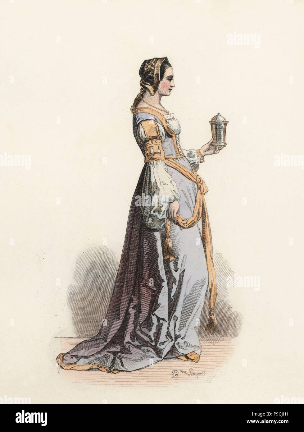 Dutch Miss Noble, in the modern age, color engraving 1870 Stock Photo ...