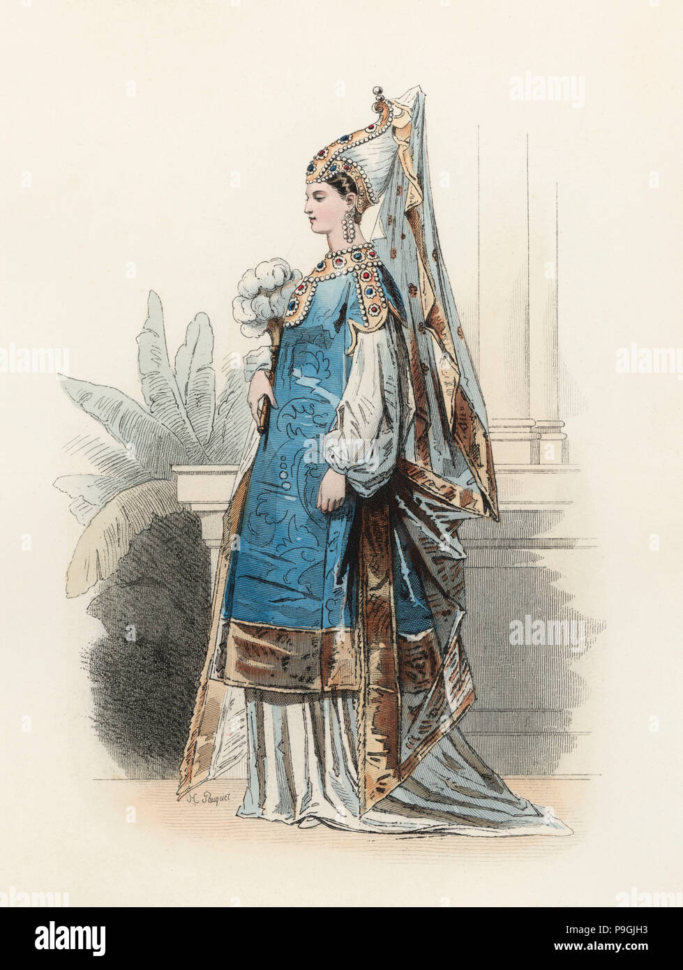 Turkish Princesa, in the modern age, color engraving 1870 Stock Photo ...