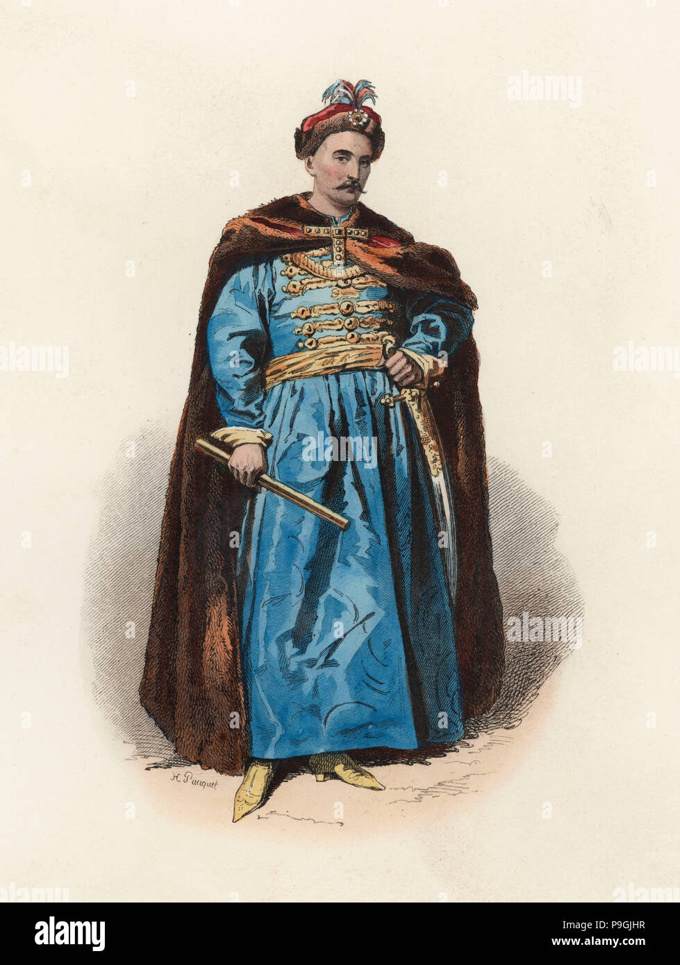 John III Sobieski, King of Poland (1629-1696), color engraving 1870 ...