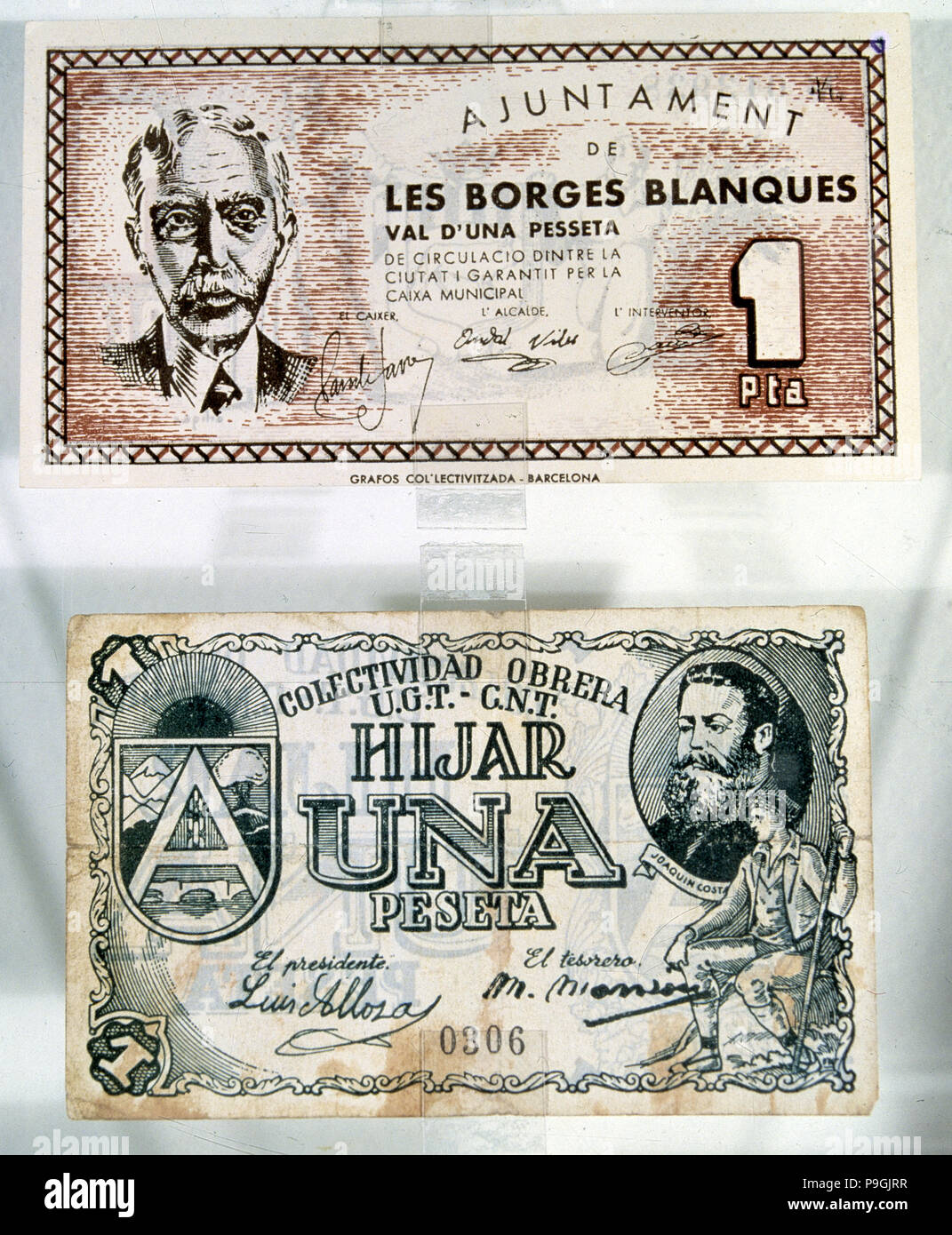 Spanish Civil War (1936-1939), legal tender notes issued by the City ...