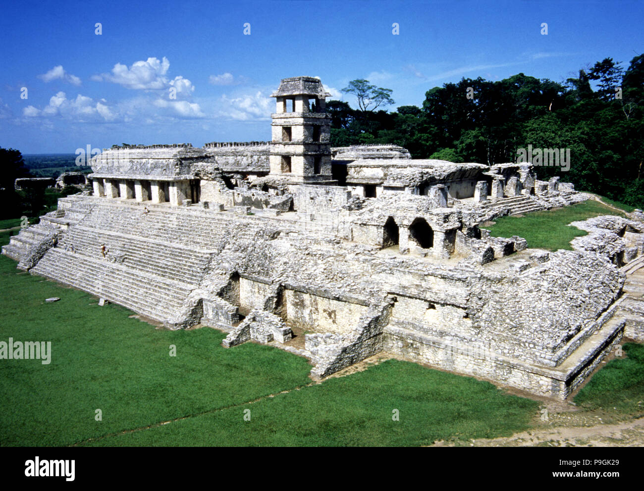 Overview of 'The Palace', Mayan ruins from 7th-8th century, in the ...