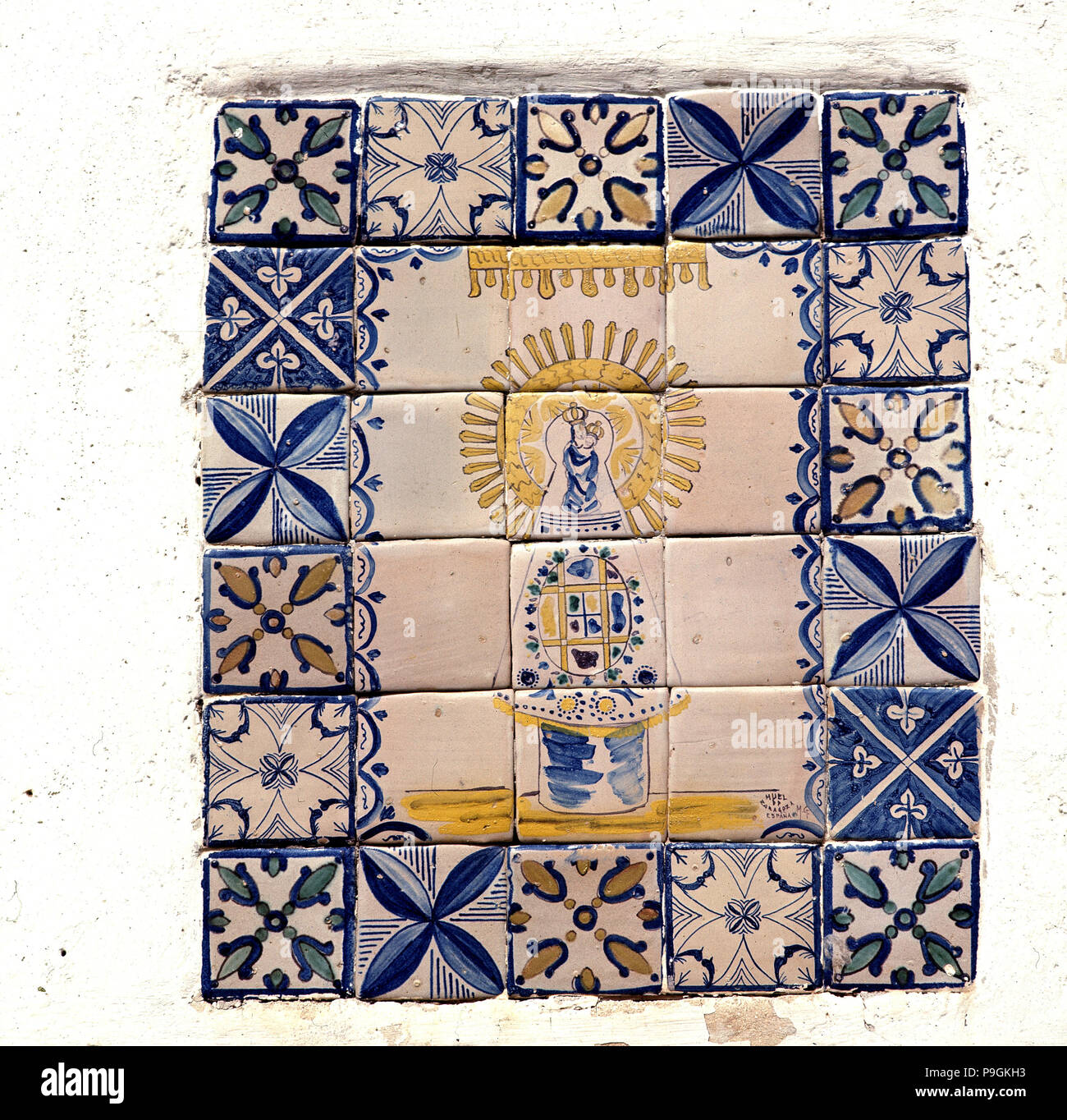 Muel tiles representing the Virgin of Pilar Stock Photo - Alamy