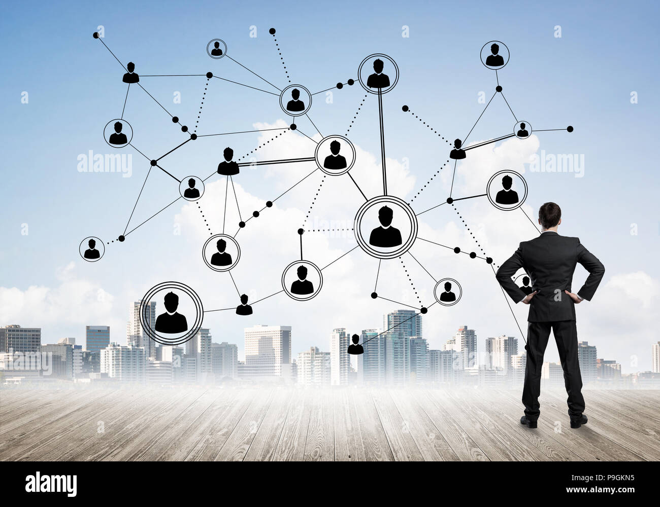 Social connection concept drawn on screen as symbol for teamwork and ...