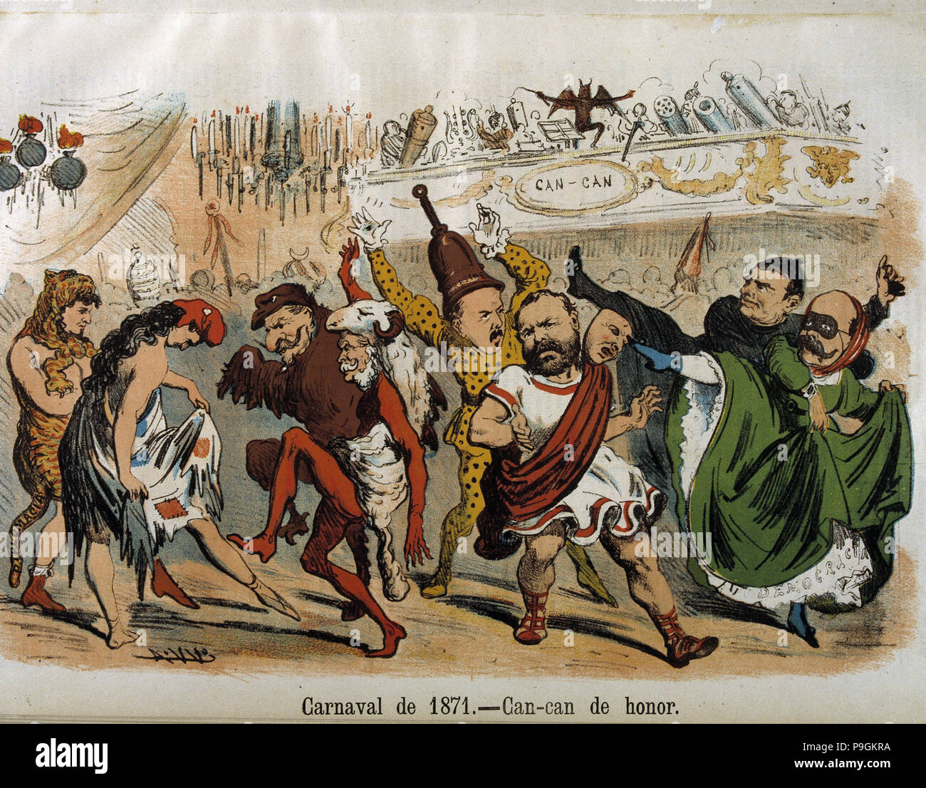 Reign of Amadeo of Savoy, cartoon of the carnival with politicians, the ...