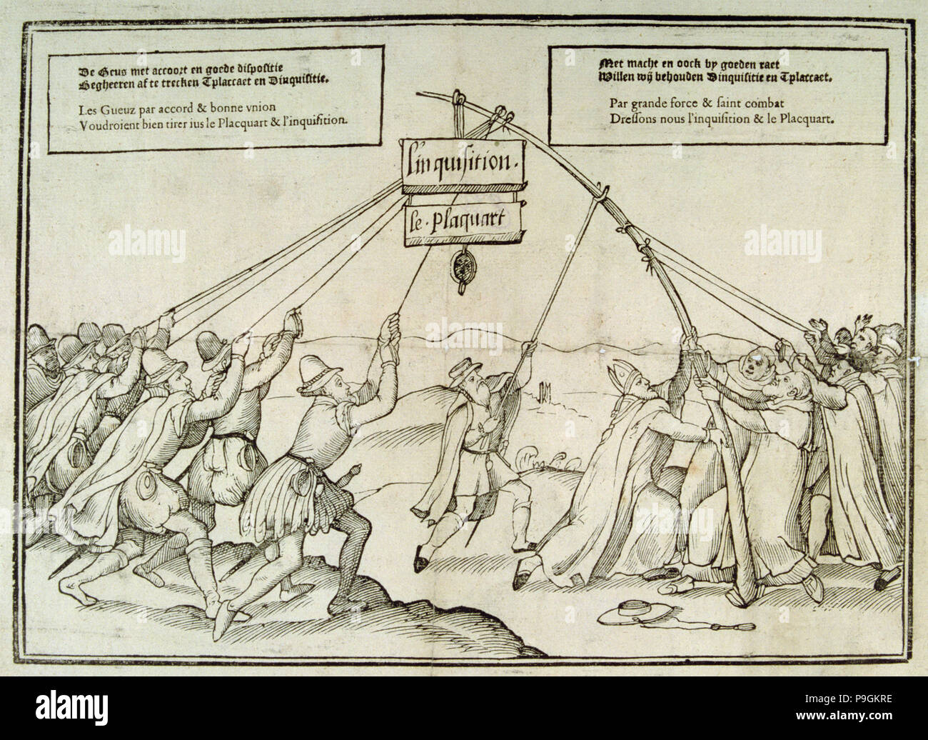 Dutch satirical engraving on the Inquisition Stock Photo - Alamy