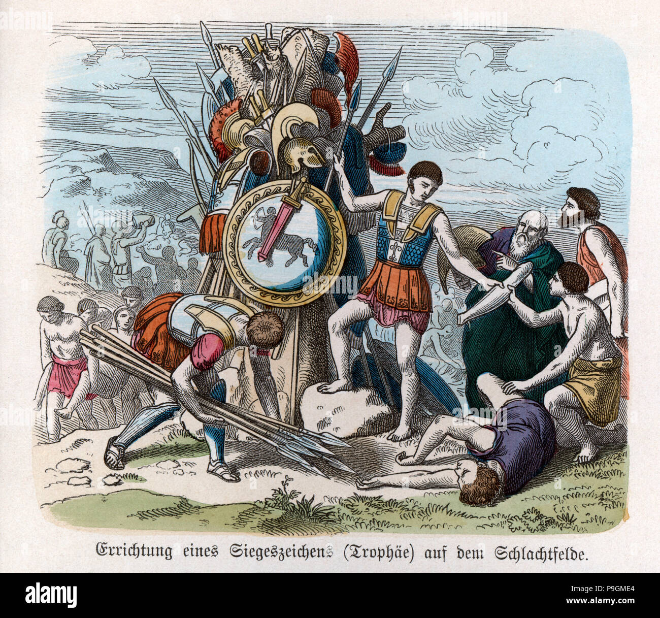 Ancient History. Greece. War trophies. German engraving, 1865 Stock ...