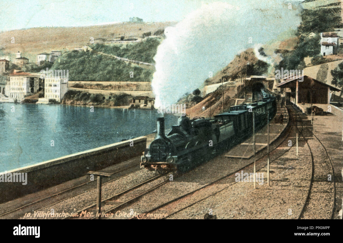 Steam Train in the Villefranche sur Mer station on the French Riviera ...