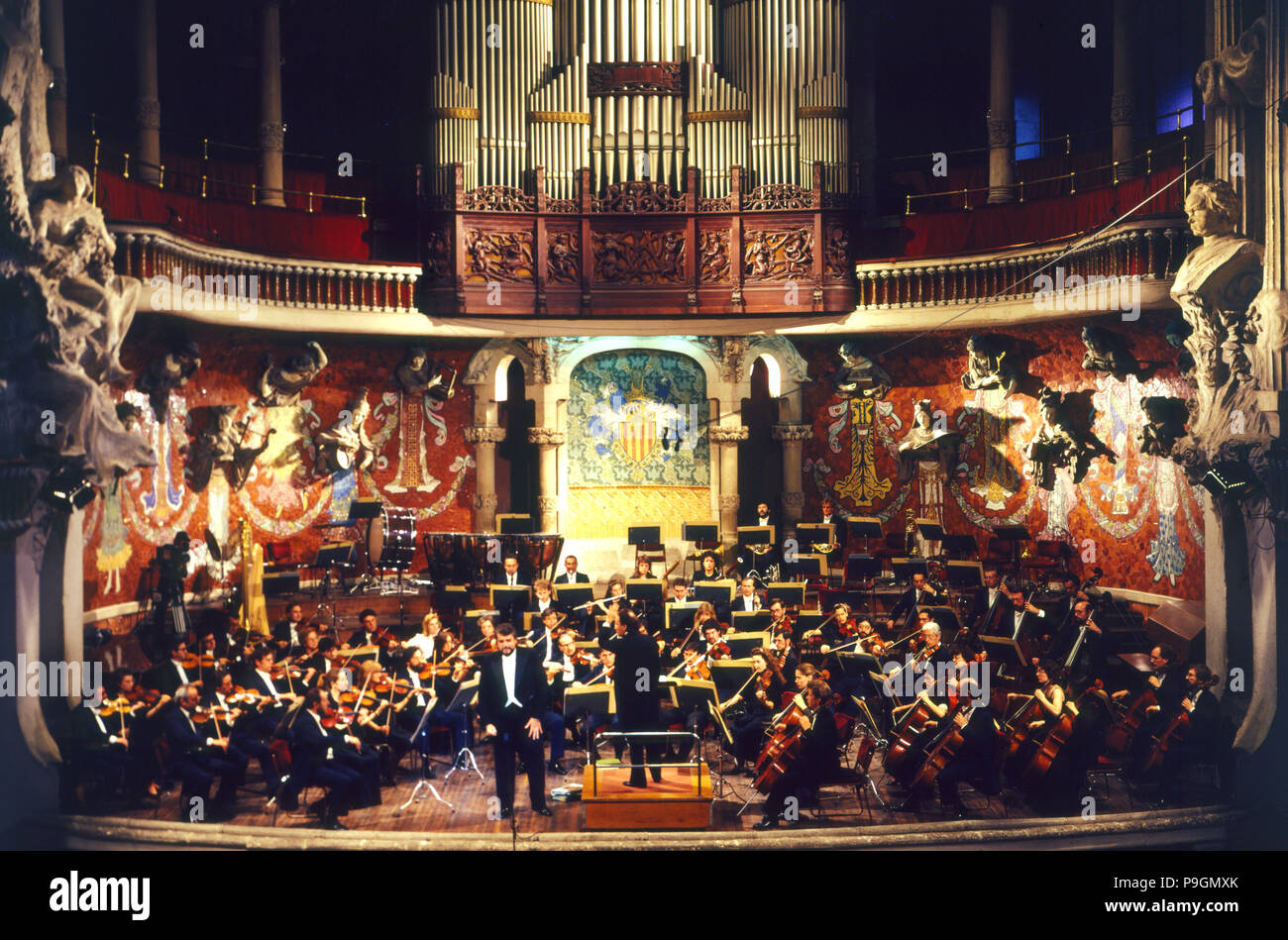 Concert of the Orchestra at the Palau de la Musica Catalana, with the ...