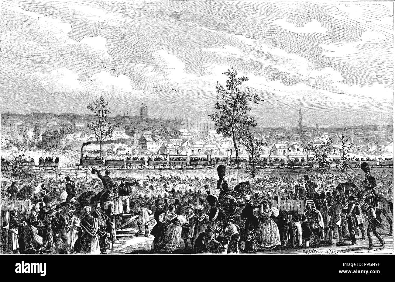 First railway to circulate on the European continent, inauguration of ...