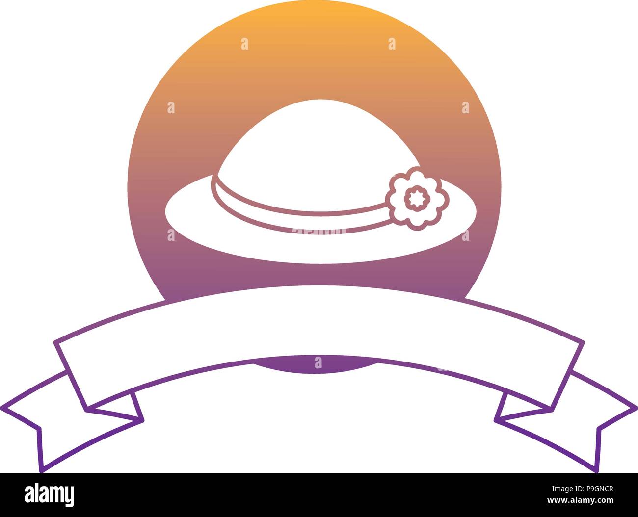 emblem with beach hat icon over white background, vector illustration ...