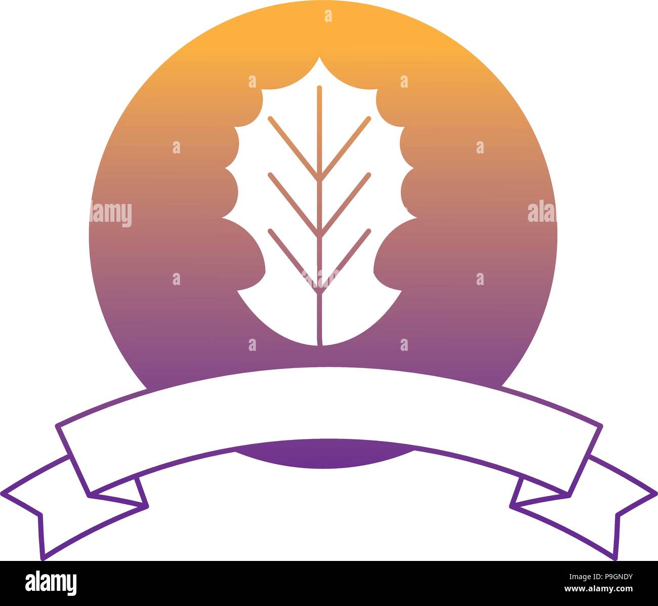 emblem with dry leaf icon over white background, vector illustration ...