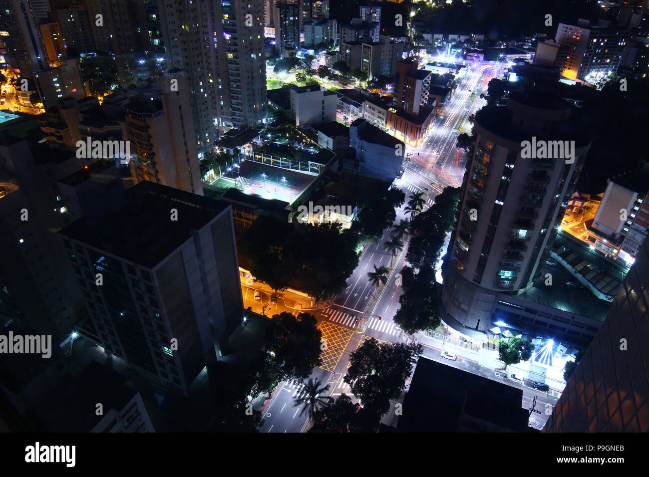 City street at night from above Stock Photo - Alamy
