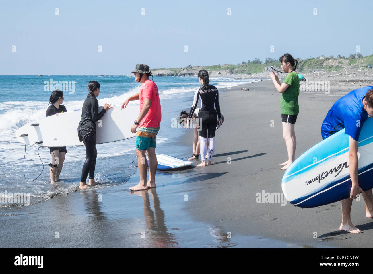 Dulan beach,Surfing,surfboards,lesson,on,coast,beach,near,Taitung,East ...
