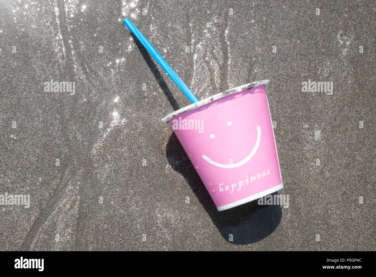 Happiness,smiley,face,on,plastic,container,straw,beach,near,Taitung ...