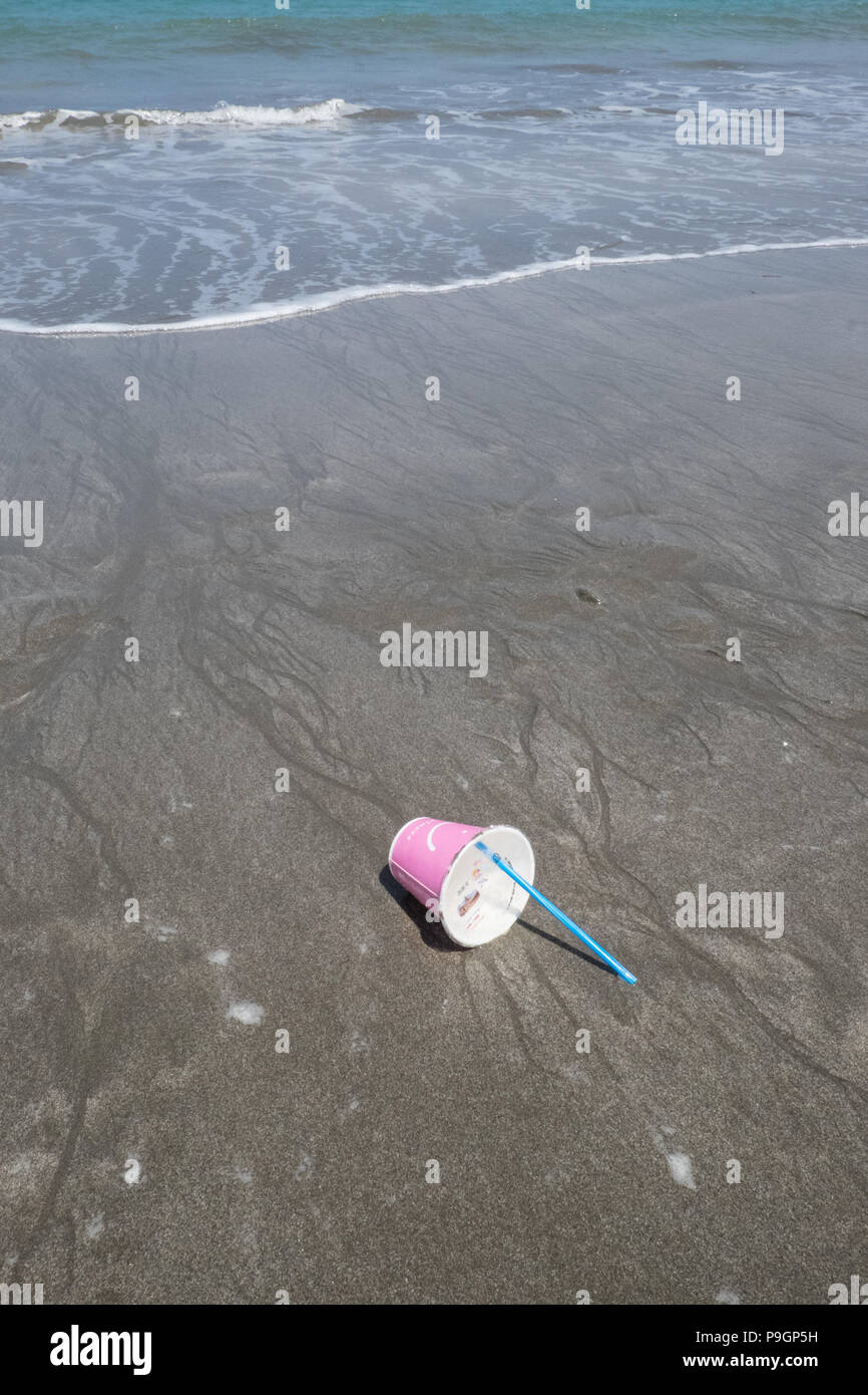 Happiness,smiley,face,on,plastic,container,straw,beach,near,Taitung ...