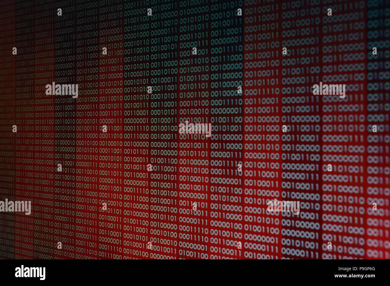 Blocks Of Binary Data Blockchain Concept Red Background With Computer Digital Binary Code Bit