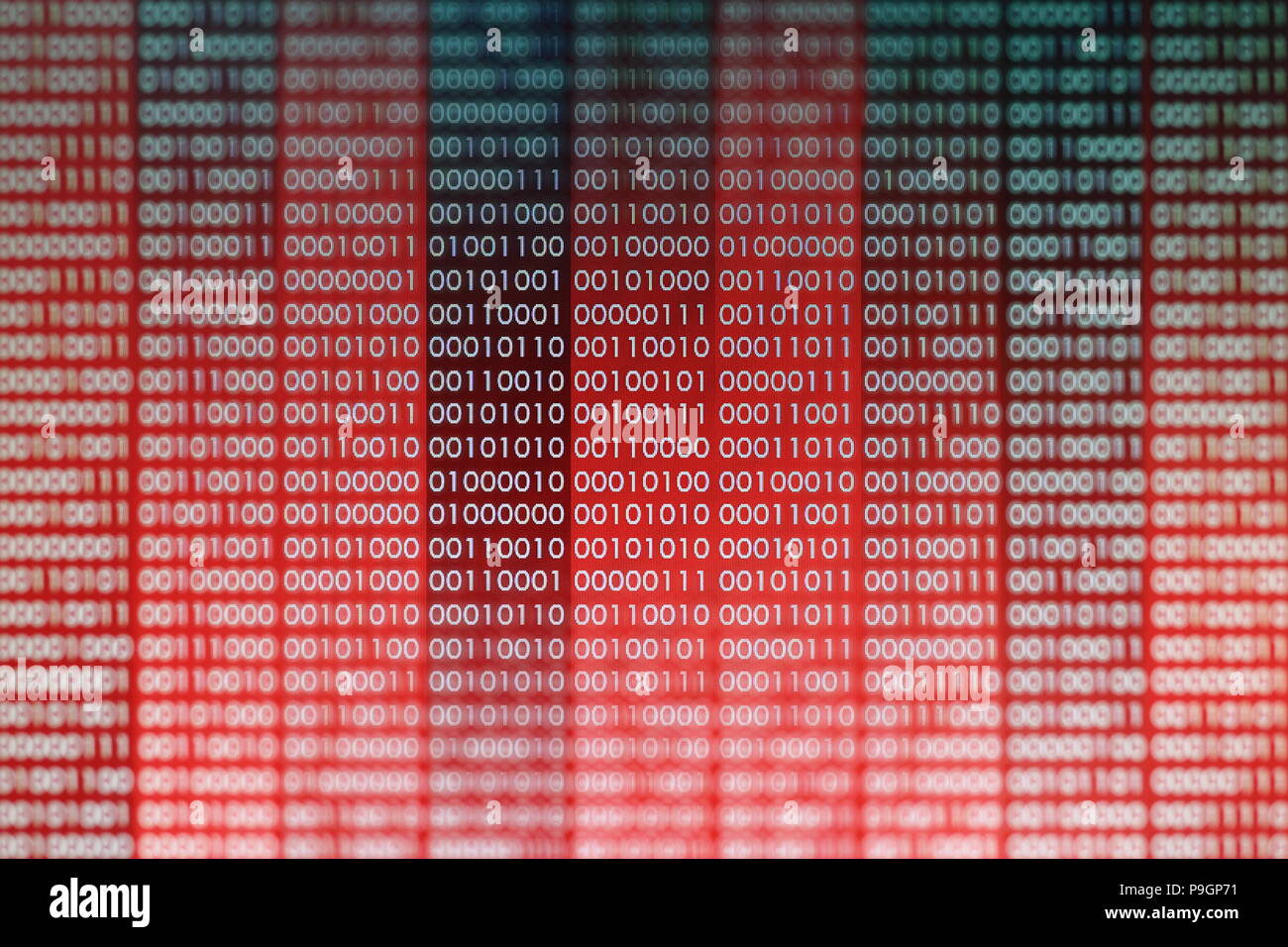 Blocks Of Binary Data Blockchain Concept Red Background With Computer Digital Binary Code Bit