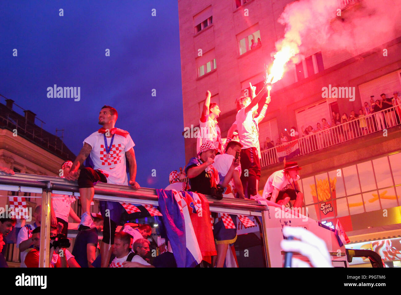 ZAGREB, CROATIA - JULY 16, 2018: Croatian football Team arriving ...