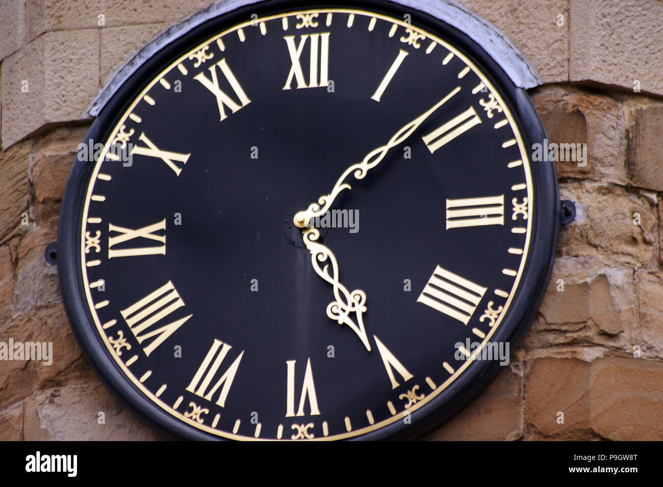 Old Wall Clock Black with Gold Numerals Palace Green Durham England ...