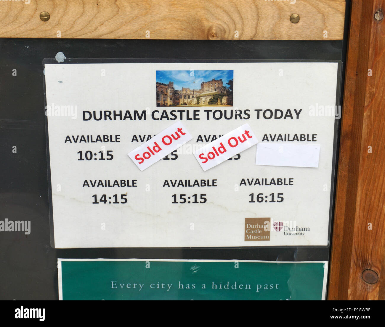 Durham Castle Tours Noticeboard England UK Stock Photo - Alamy