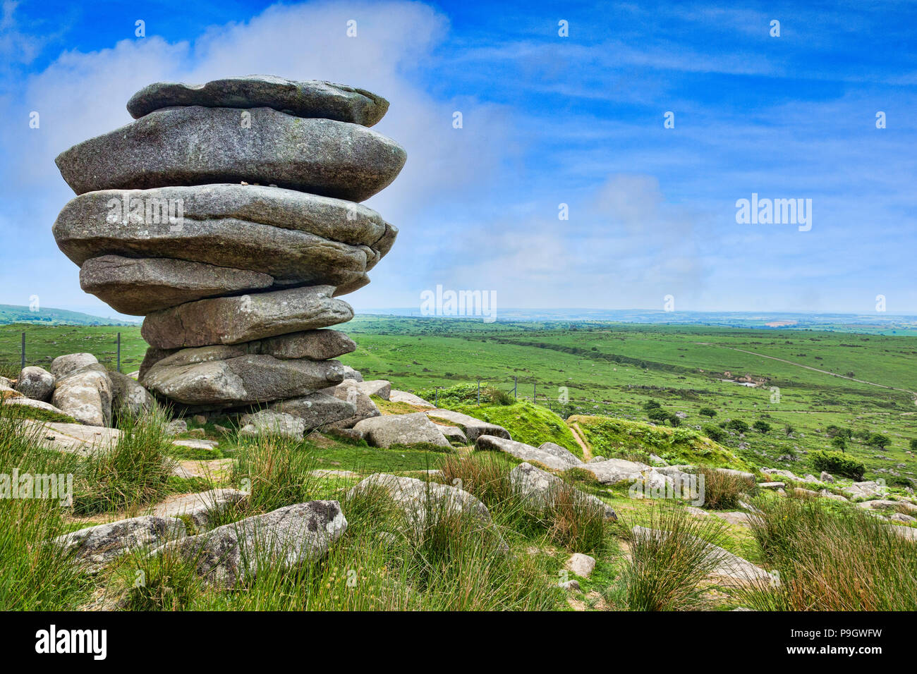 The Cheesewring, a granite tor on Bodmin Moor, near the village of ...