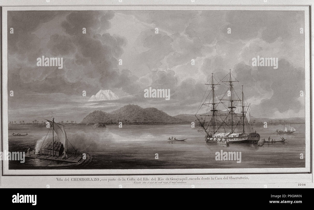 Malaspina Expedition, drawing of the river of Manila Stock Photo - Alamy