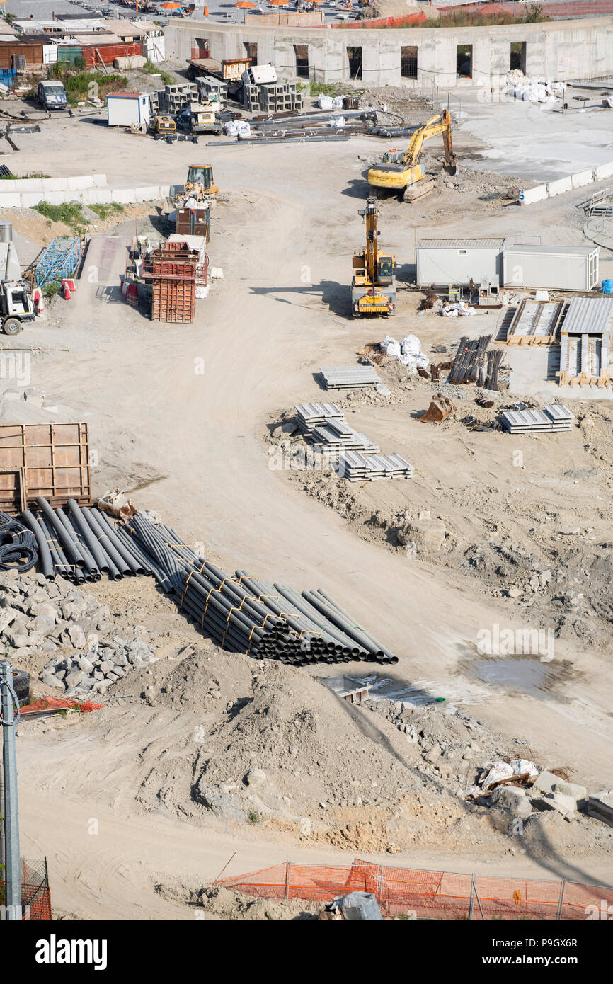 Construction site with means used to construct buildings Stock Photo ...