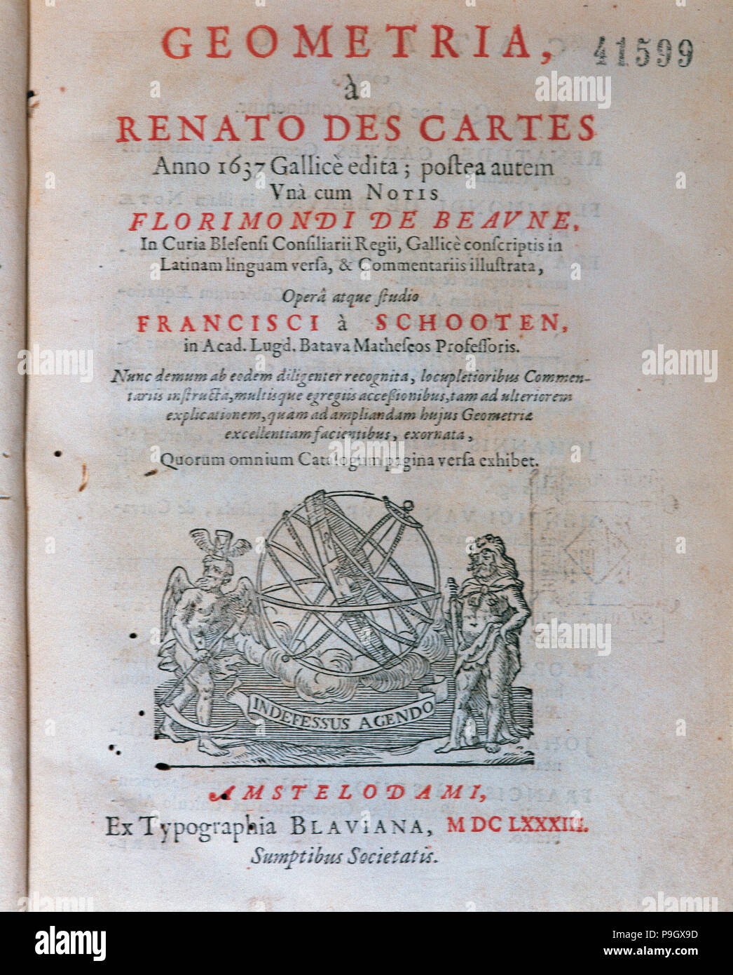 Cover of Geometry by Descartes, Volume I, 1683 edition Stock Photo - Alamy