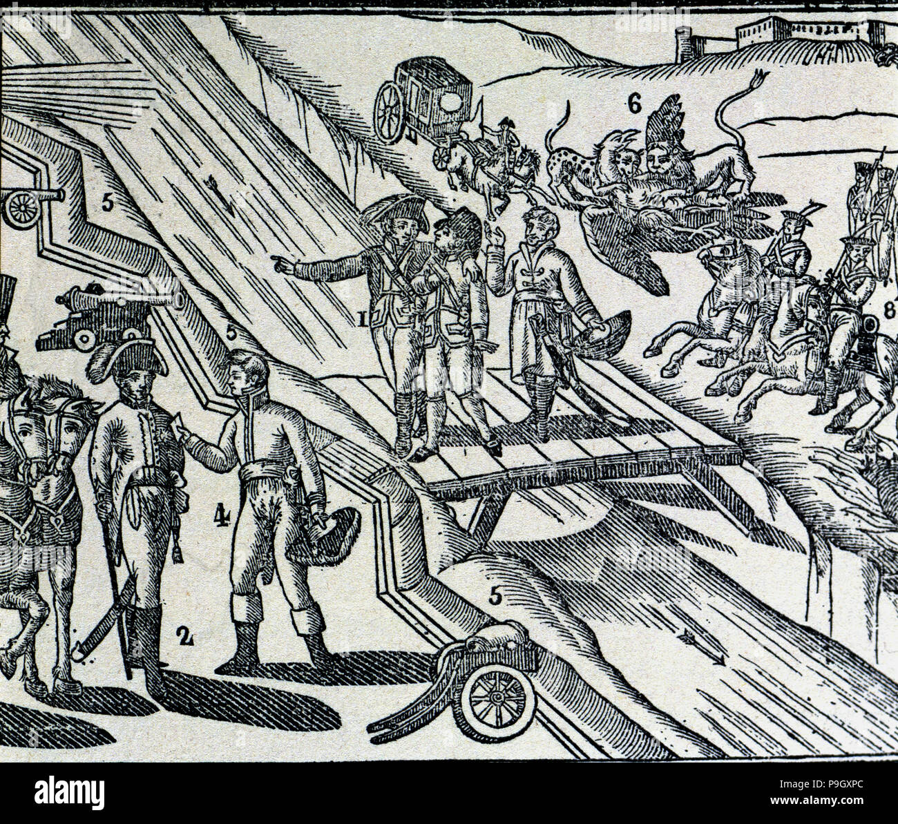 Ferdinand VII, King of Spain. (1784 - 1833), crossing the river Fluvià ...