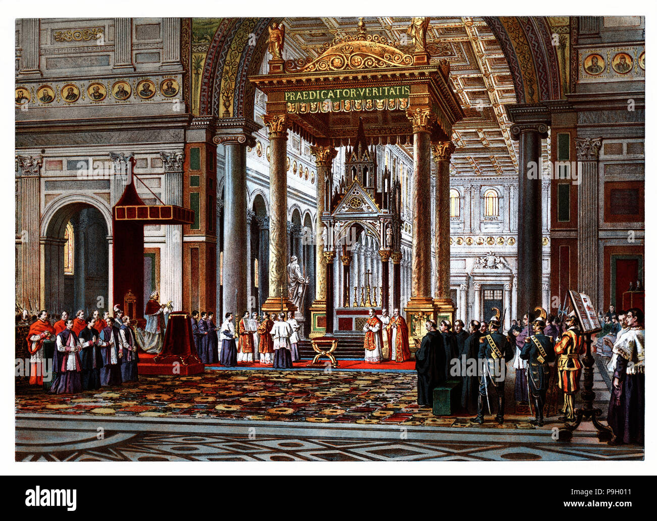 Pontifical ceremonies, 19th century. Vatican City. Feast of Saint Paul ...