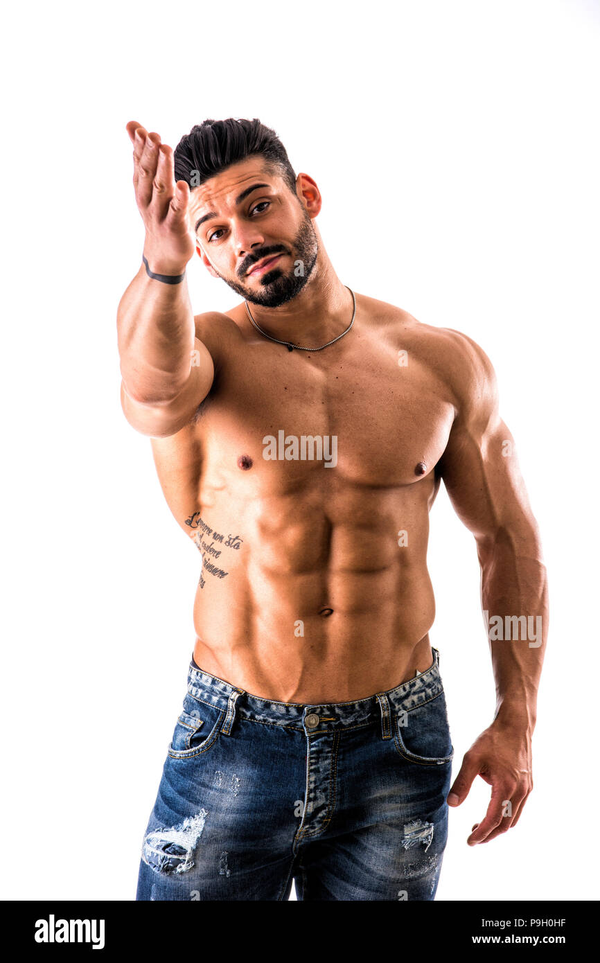 Muscular man pointing at you Stock Photo - Alamy