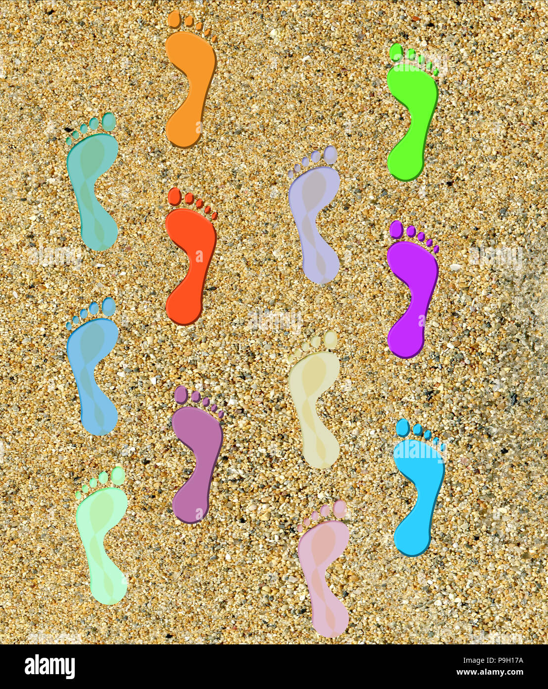 Painted footsteps hi-res stock photography and images - Alamy