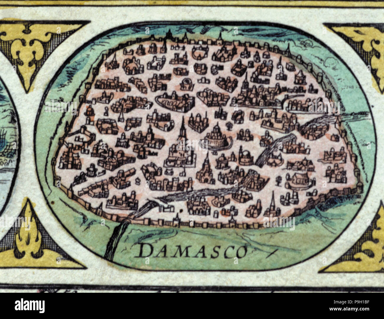 Damascus, colored engraving from the book 'Le Theatre du monde' or ...