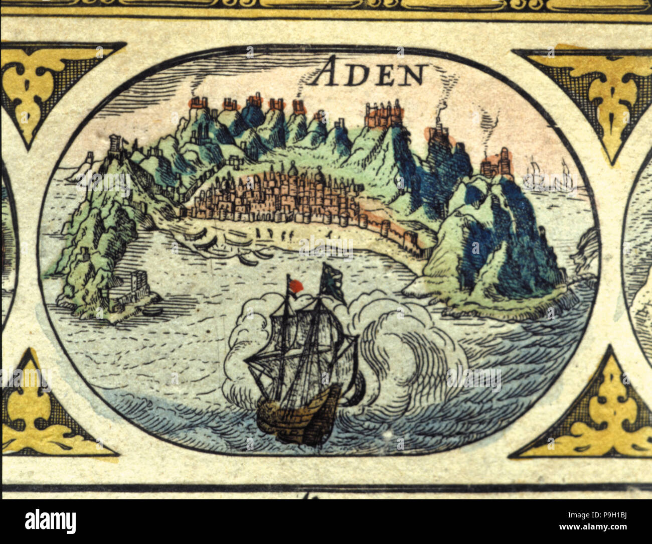 Aden, colored engraving from the book 'Le Theatre du monde' or 'Nouvel ...
