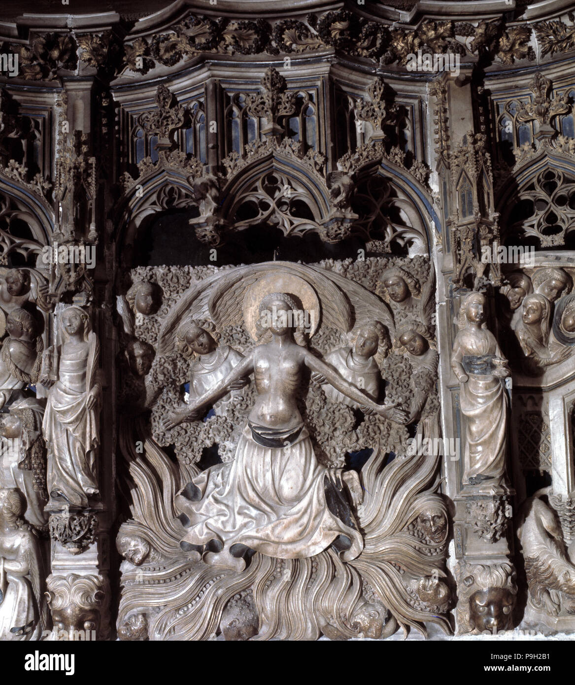 Martyrdom of Santa Tecla', detail of the predella in the main altar of ...