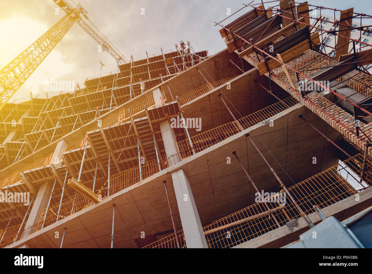 Construction engineering skyscraper low angle hi-res stock photography ...