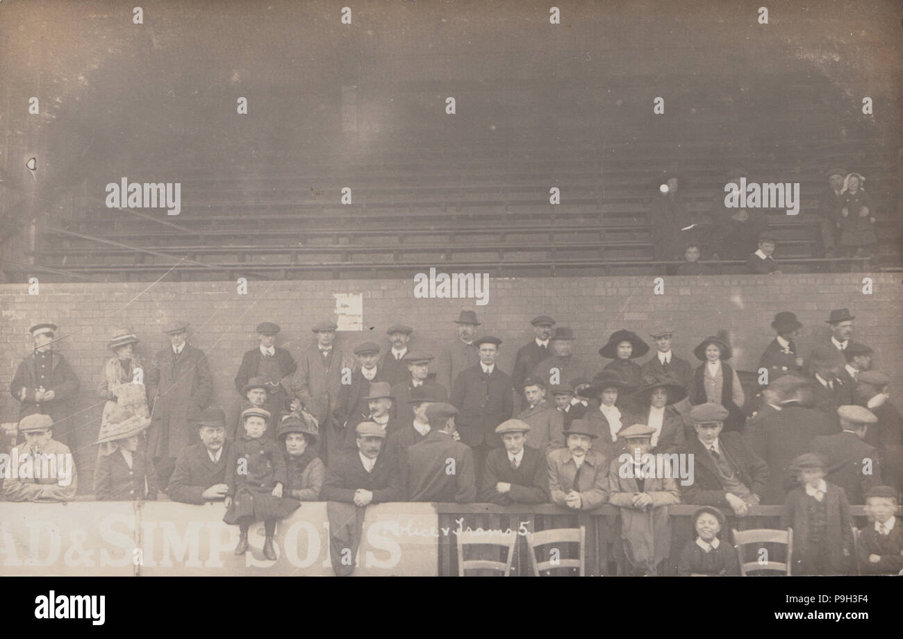 Vintage Photograph of a Sports Crowd Watching The Police Team v Trams ...