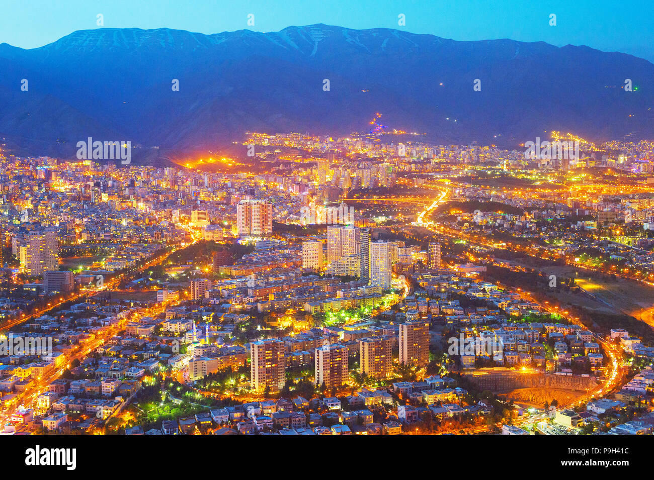 Aerial skyline of Tehran at twilight. Iran Stock Photo - Alamy