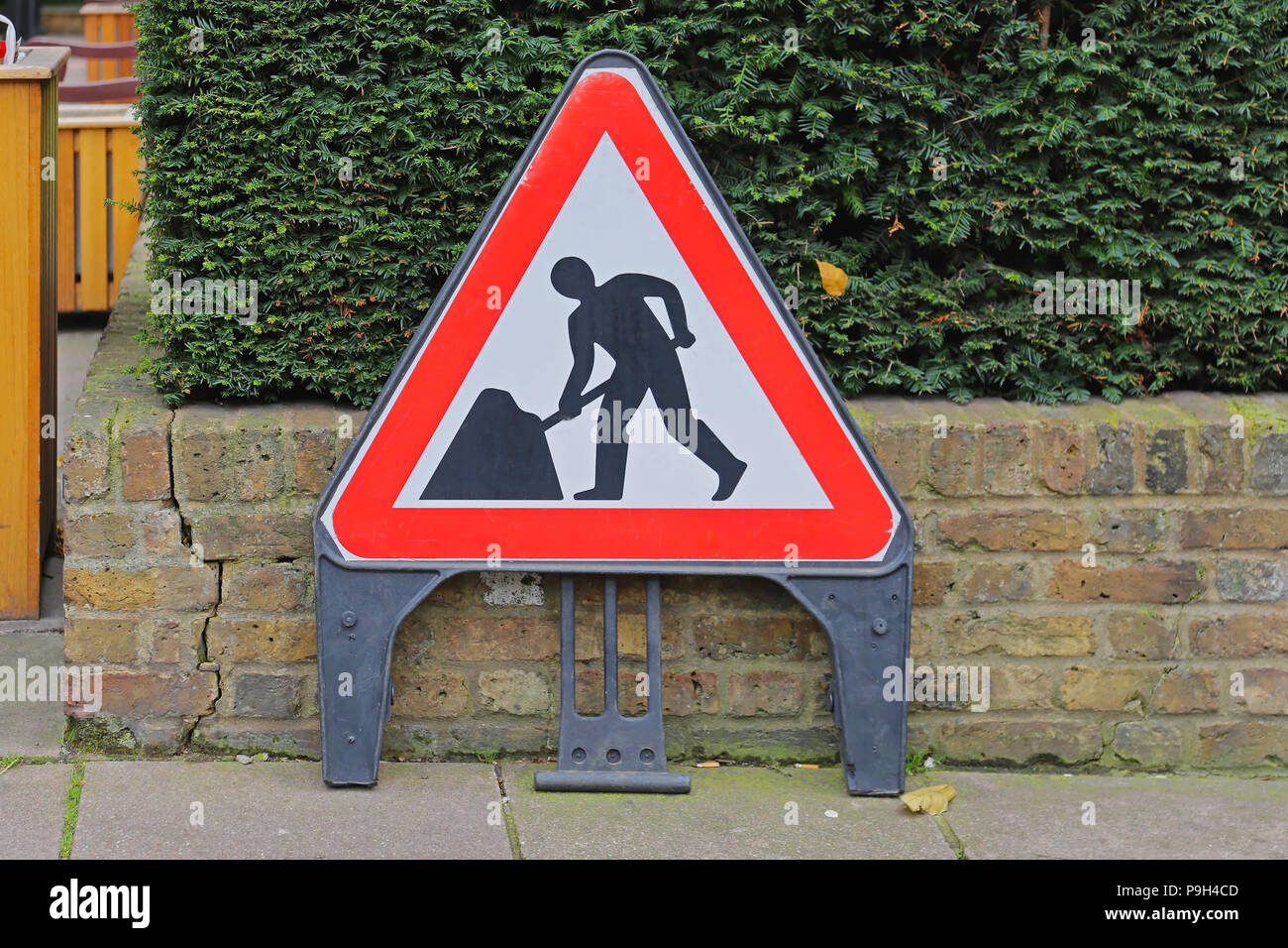 Road Works Traffic Sign at Street Stock Photo - Alamy