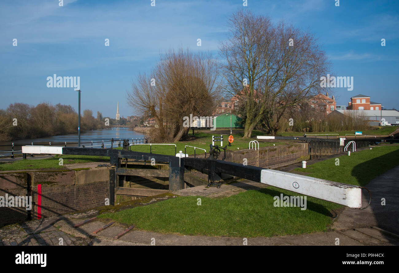 Diglis Junction. Where the canal meets the River Severn, Worcester, England, Europe Stock Photo ...