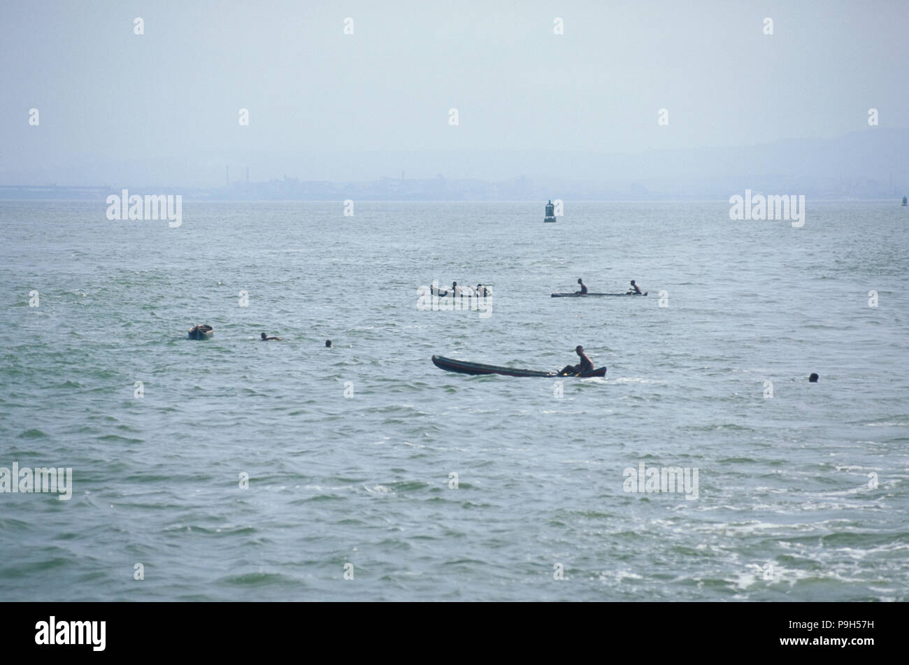 Caribbean Canoe silhouettes, Baru, Colombia Stock Photo - Alamy