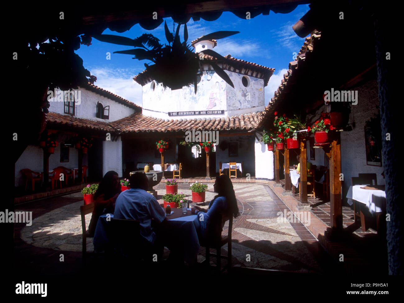 Spanish style cafe, Guadavita, Colombia Stock Photo - Alamy
