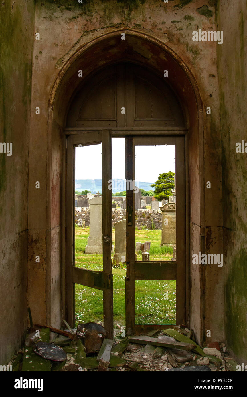 The entrance to St Colmac Parish Church, or Croc-an-rear, on the road ...