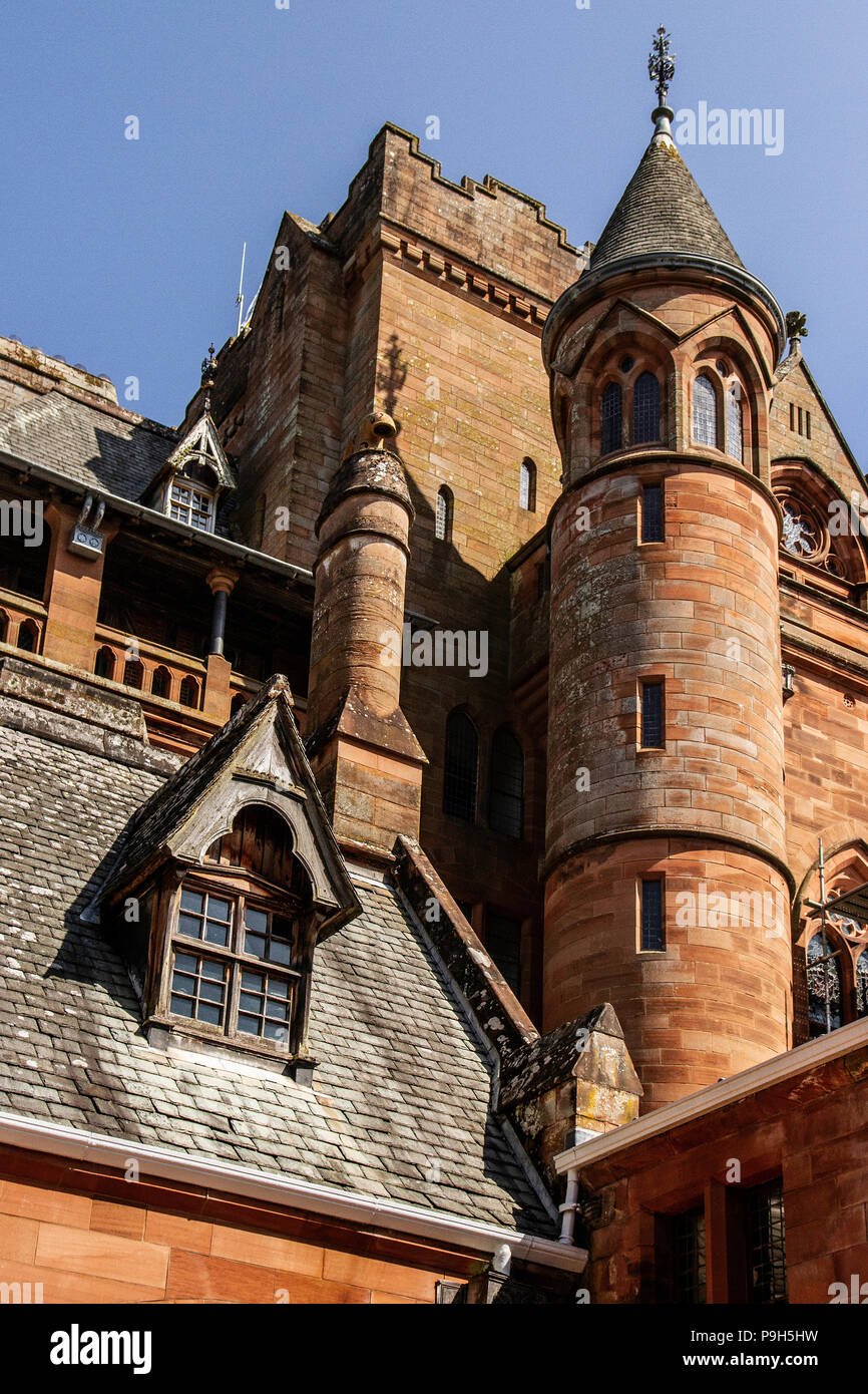 The towers of Mount Stuart, the Gothic Victorian mansion on the Isle of ...